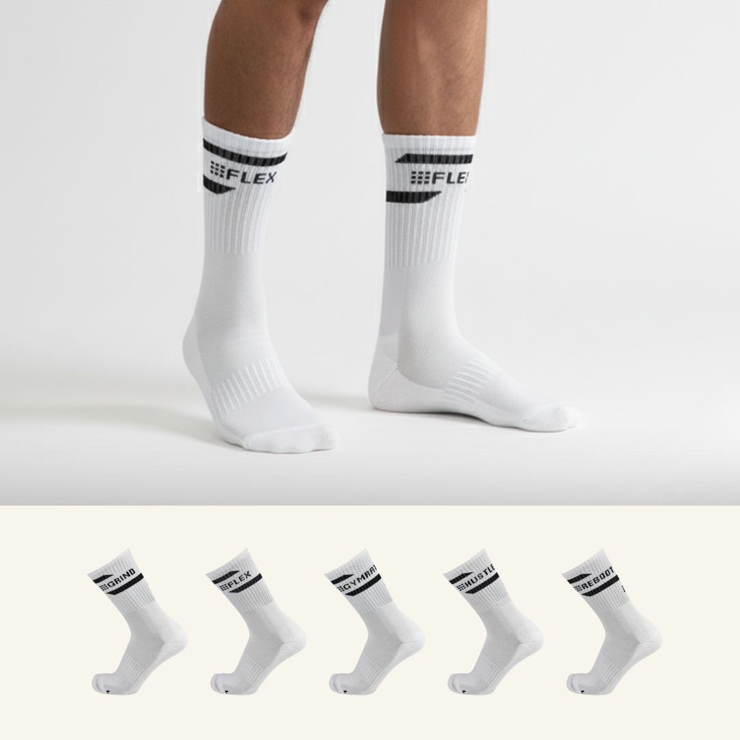 Sports GYM 10 Crew Socks-White Pack of 5 – The Sock Street